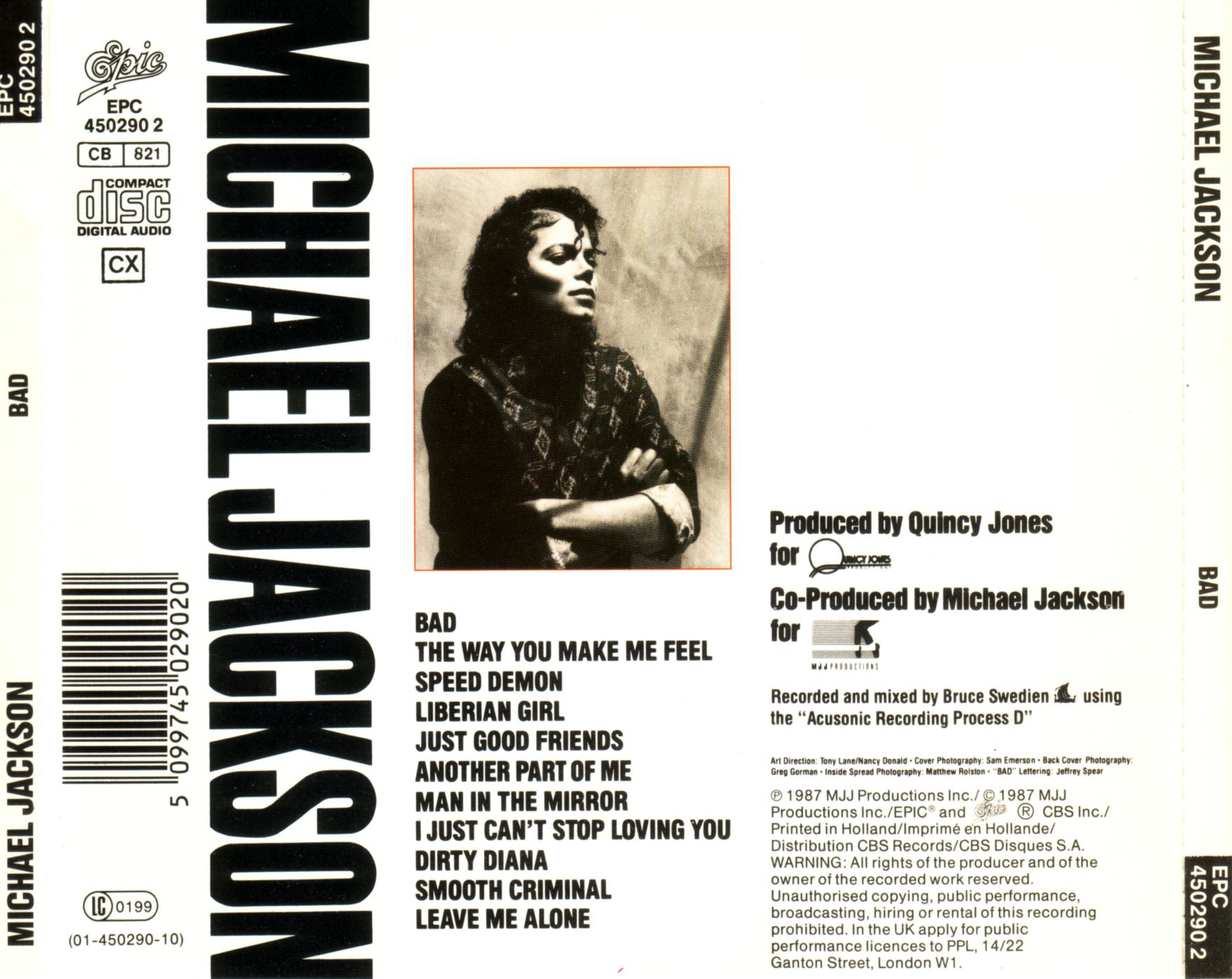 Michael Jackson Bad; special edition : Back EU | CD Covers | Cover ...